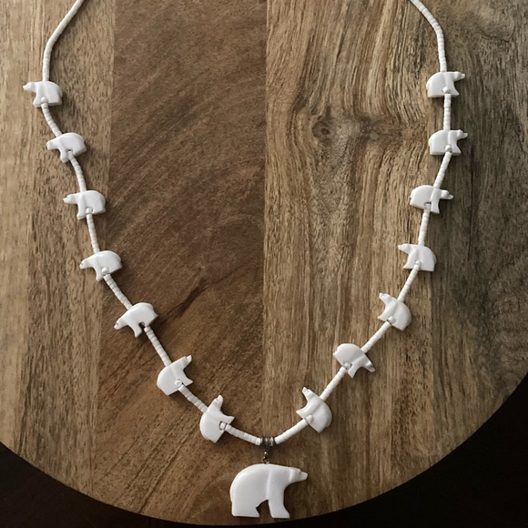 Jewelry | Vintage Native American Alabaster Polar Bear Necklace | Poshmark